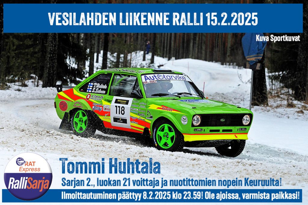 TOMMI HUHTALA SARJAKAKKOSENA VESILAHDELLE – Autotarvike Rallisarja 2026